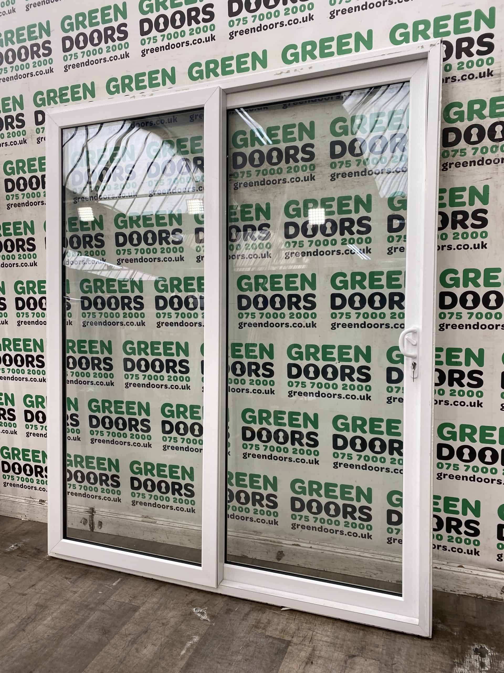 White uPVC Patio / Sliding doors | Green doors