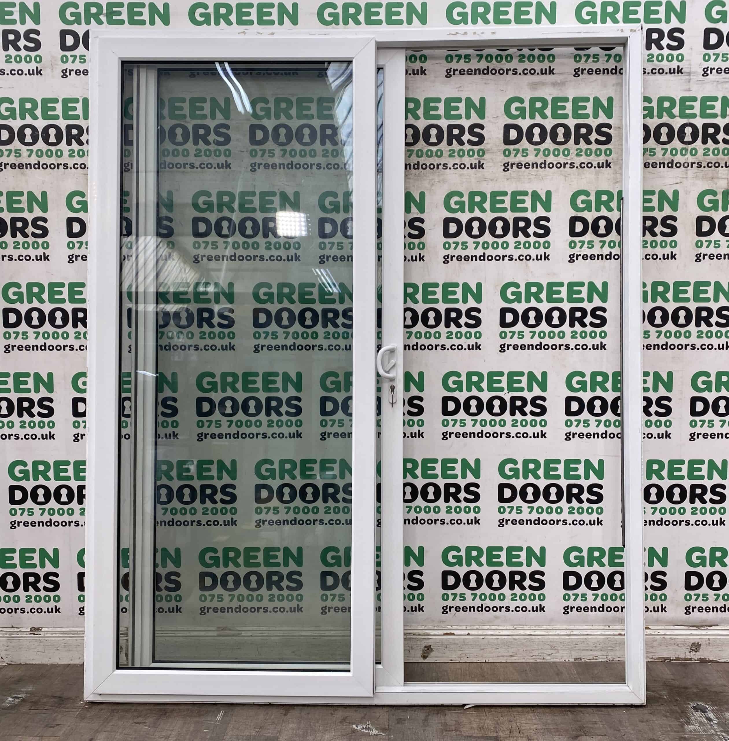 White uPVC Patio / Sliding doors | Green doors
