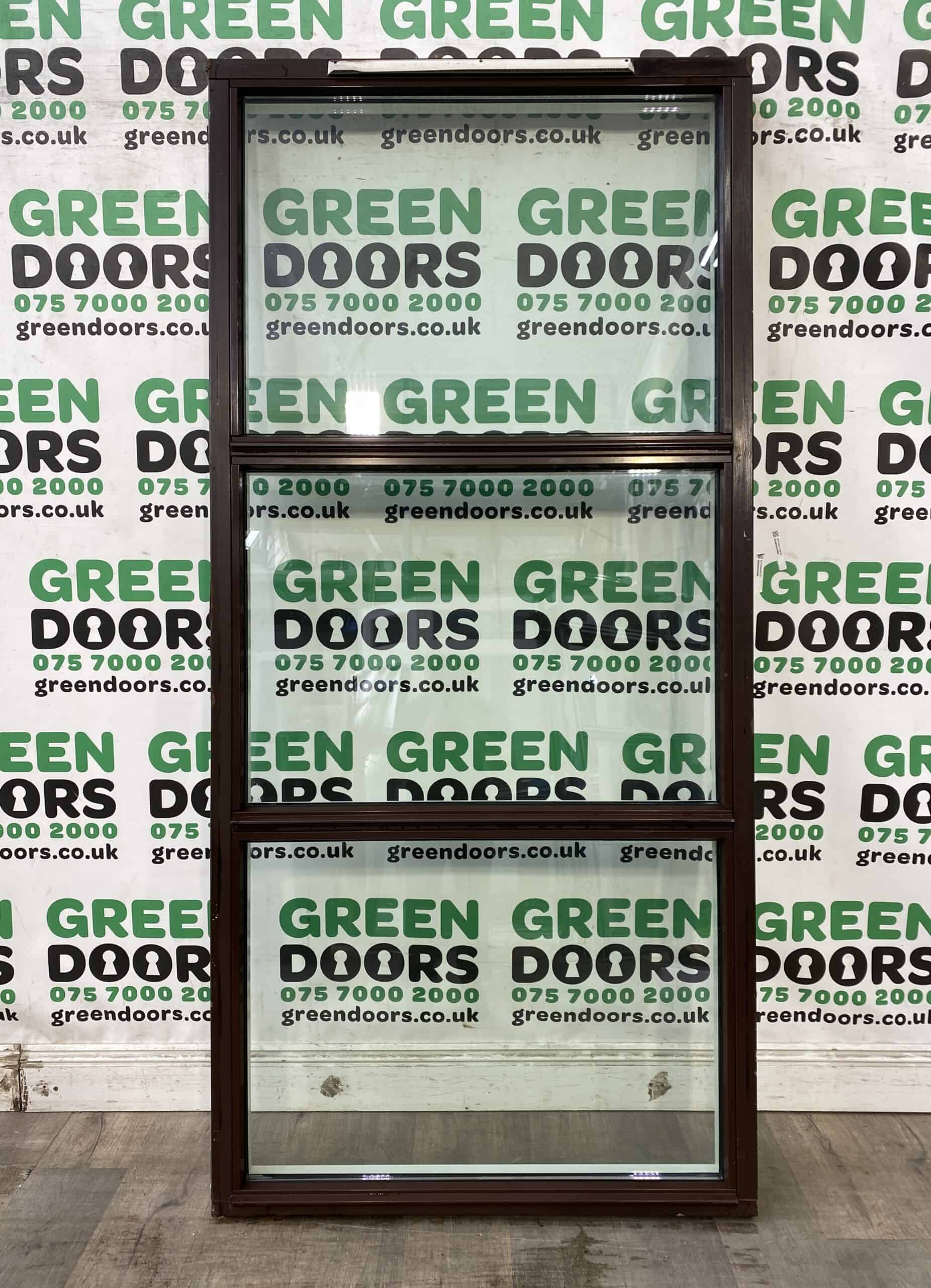 Brown Wooden Fixed window | Green doors