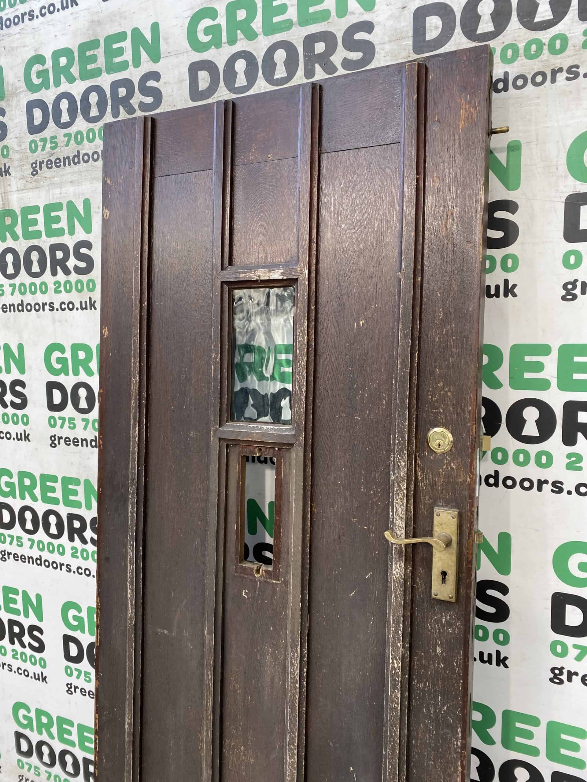 Original wood grain / varnished Wooden Front door | Green doors