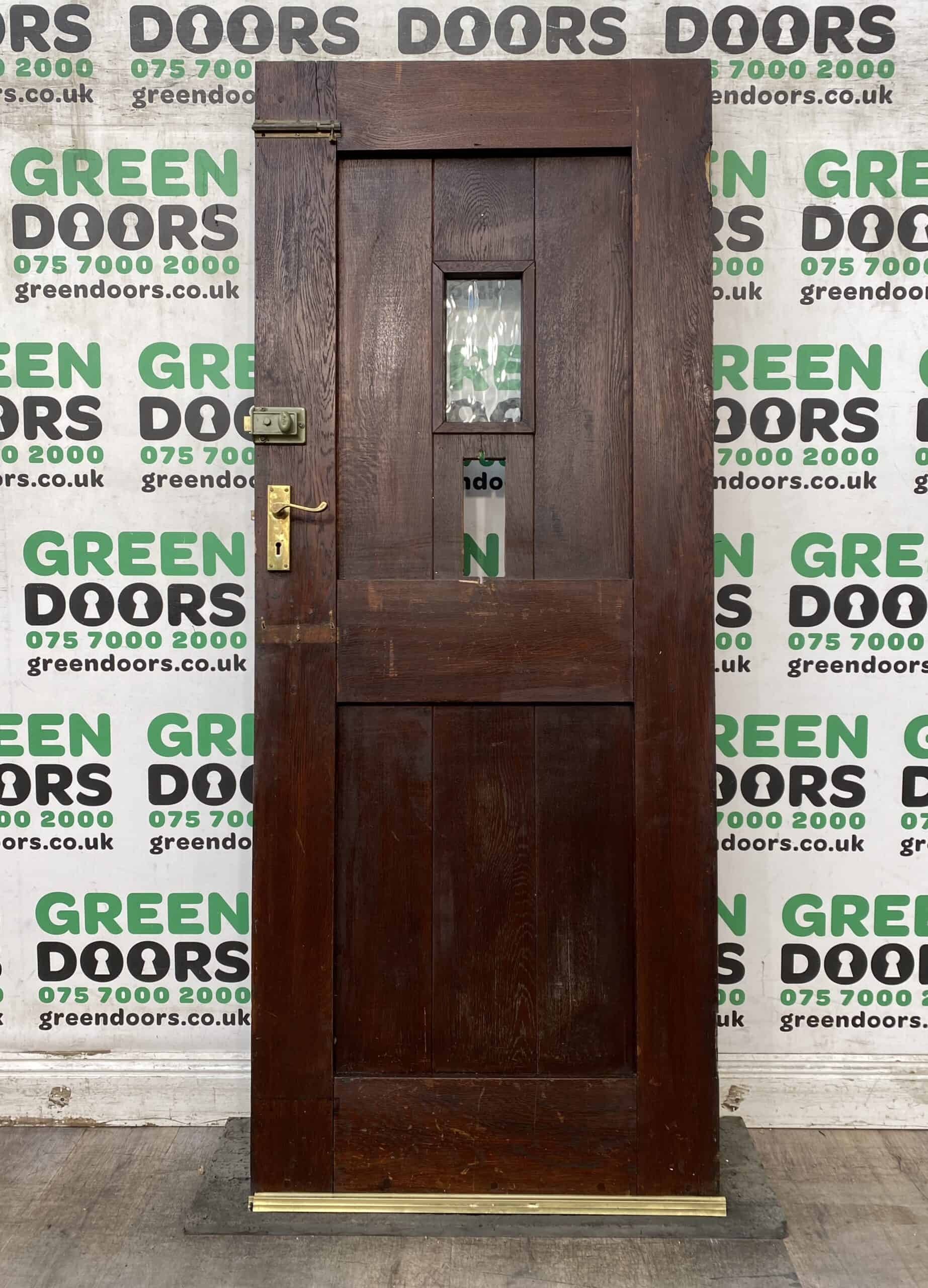 Original wood grain / varnished Wooden Front door | Green doors