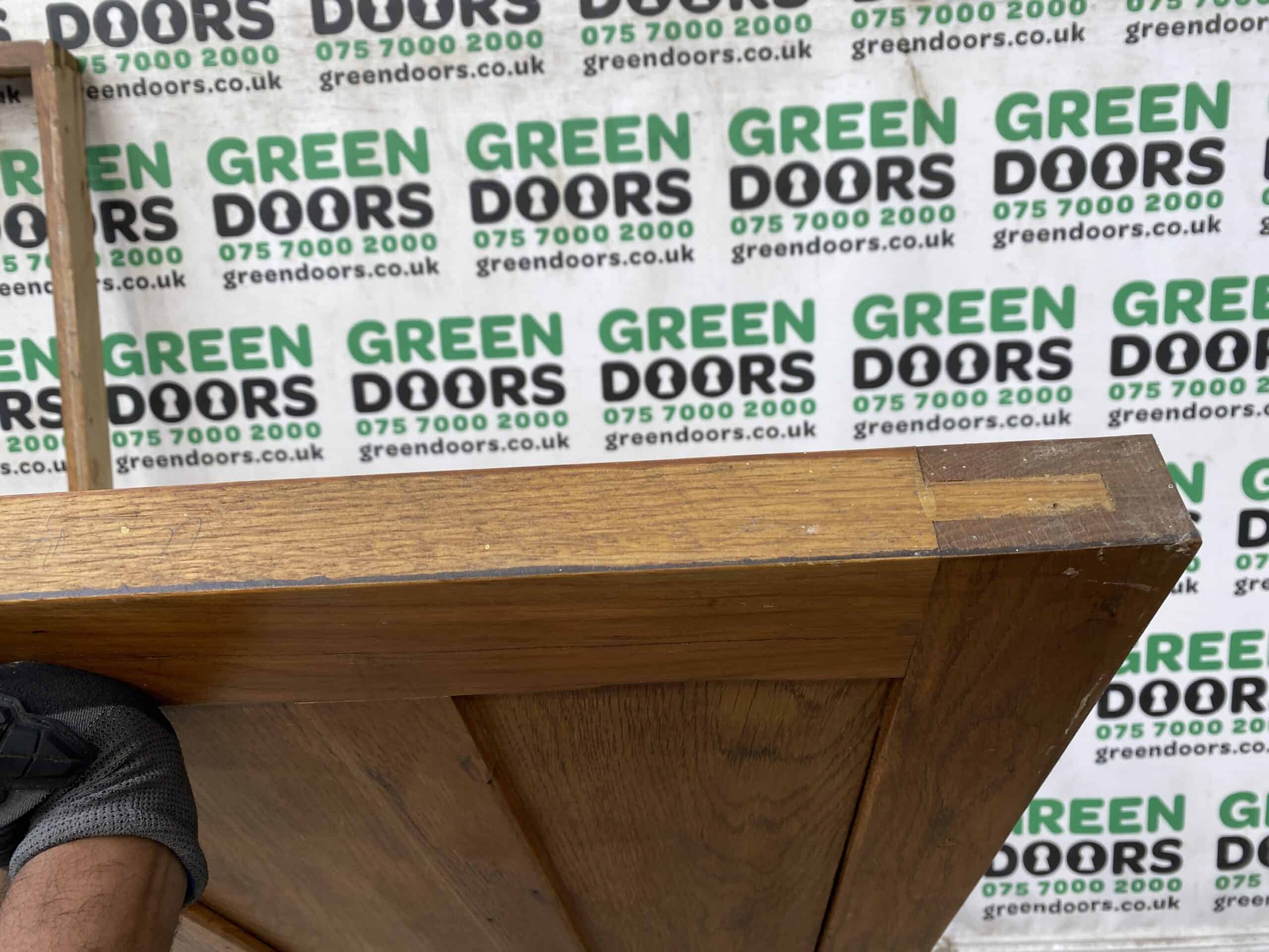 Original wood grain / varnished Wooden Back door | Green doors