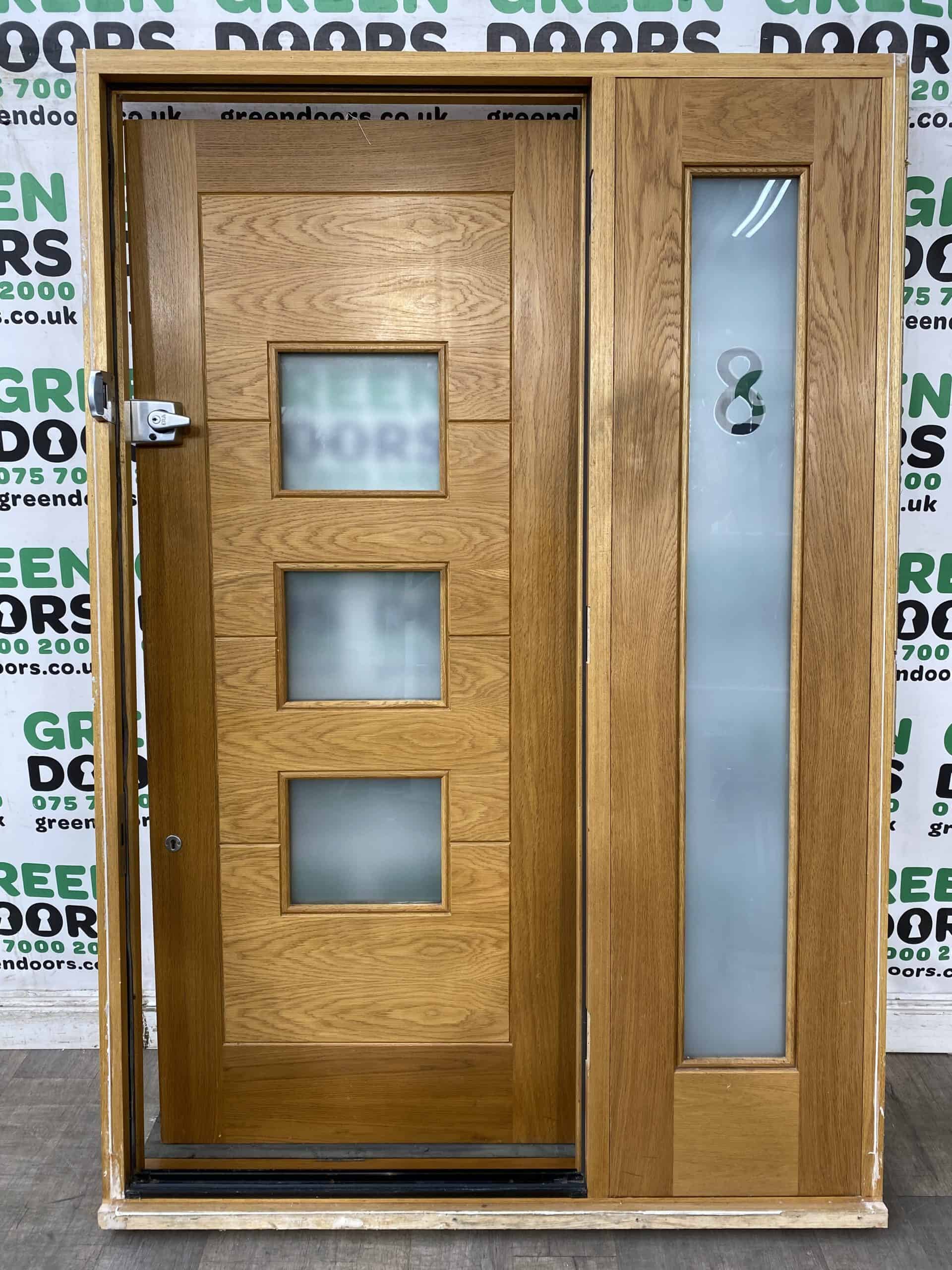 Original wood grain / varnished Wooden Front door | Green doors