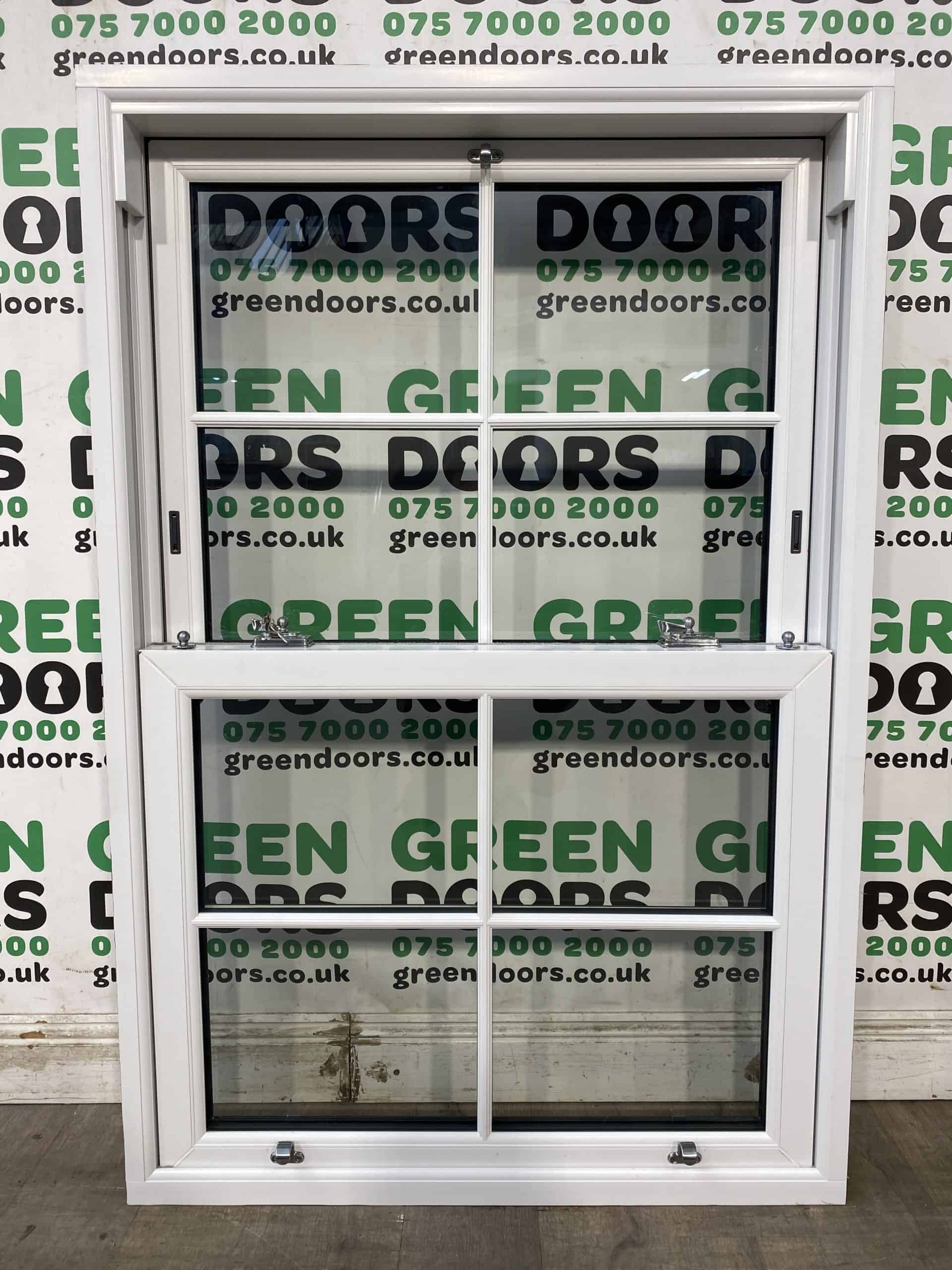 Grey uPVC Box sash window | Green doors