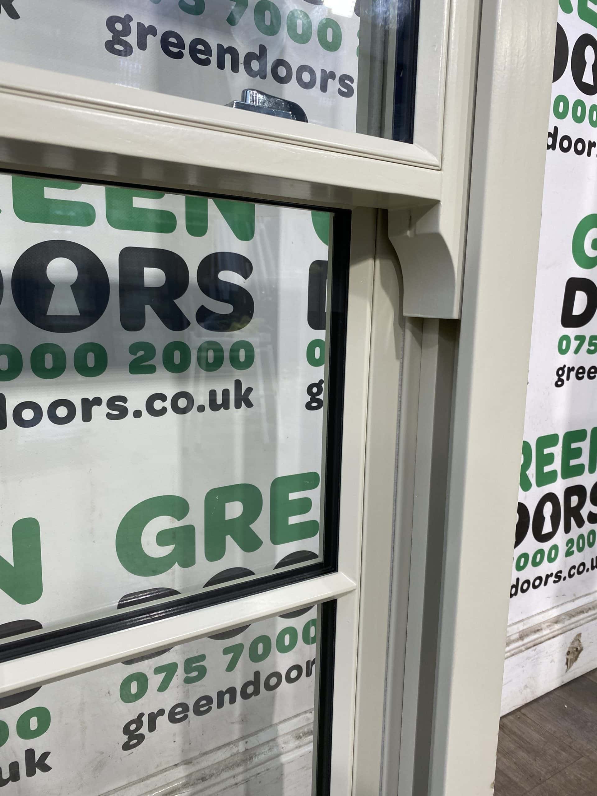 Grey Wooden Box sash window | Green doors