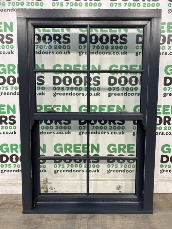 Grey uPVC Box sash window | Green doors
